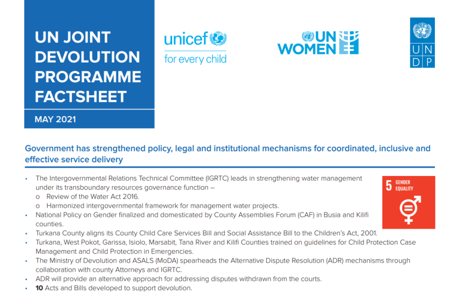 UN Joint Devolution Program Fact Sheet | United Nations in Kenya